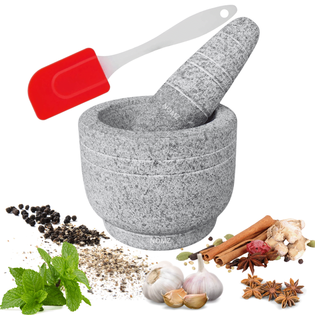 NOMZ 1.5 Cup Hand-Carved Stone Mortar & Pestle Set